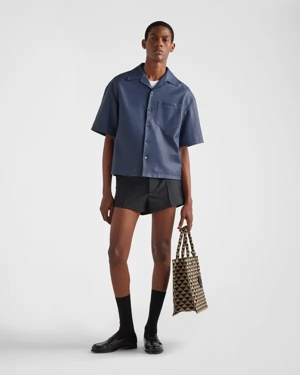 Prada Nappa Leather Shirt - Aviation Blue | Editorialist